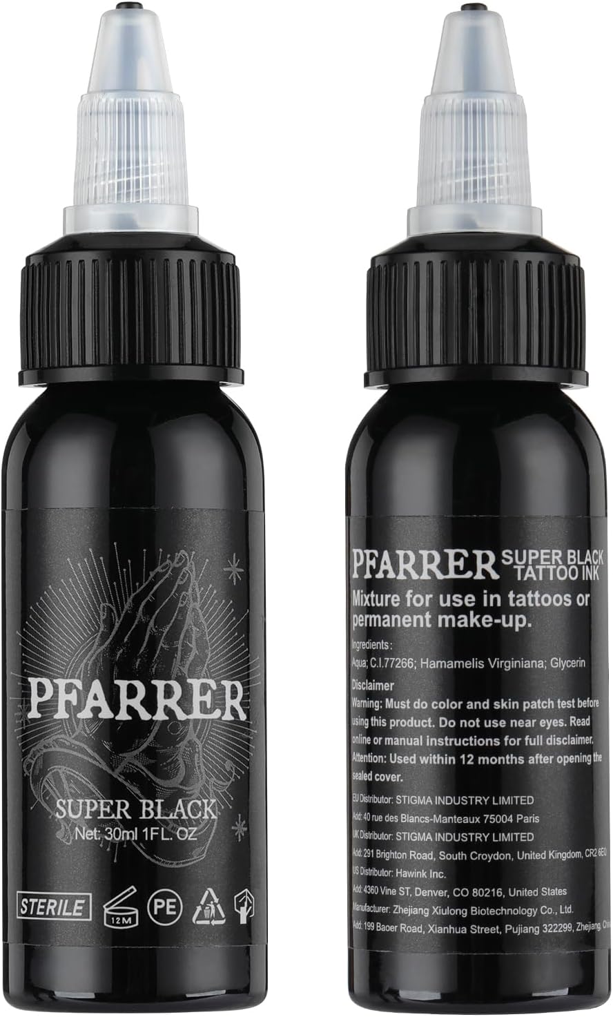 Black Tattoo Ink 30/60ml Vegan-Friendly PFARRER (sig)