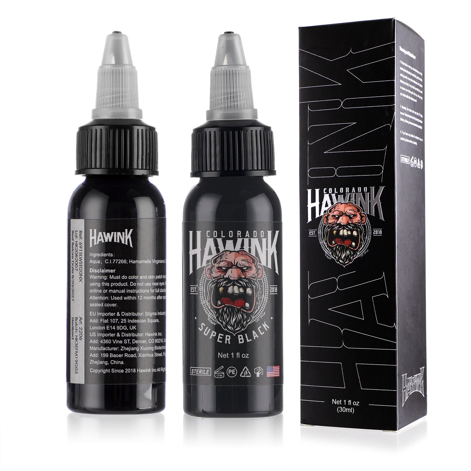 Tattoo Ink Ture and Super Black 15-240ml HAWINK (sig)