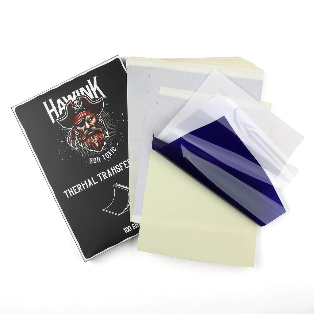 HAWINK Tattoo 100 Sheets Tattoo Transfer Paper,4 Layers Stencil Transf